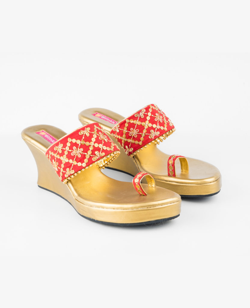 Maroon Sequence Platforms - Blinkk Footwear | in Ahmedabad